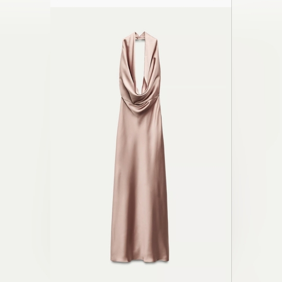 Zara | Dresses | Zara Backless Satin Dress In Blush | Poshmark